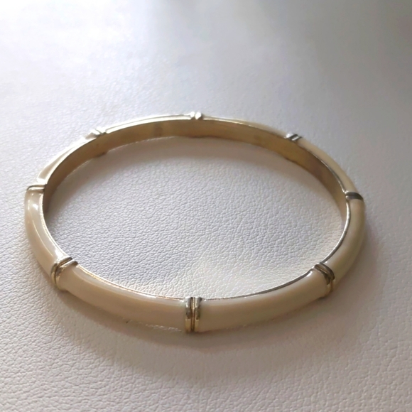 Vintage | Jewelry | Vintage Gold And Ivory Enamel Bangle | Poshmark